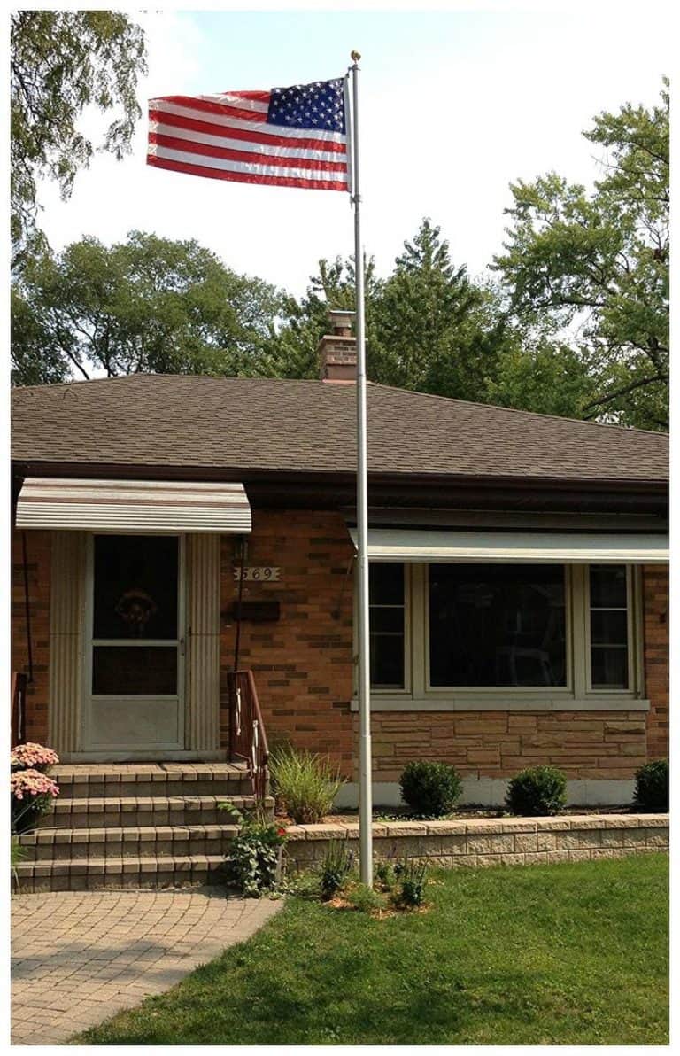 20' Telepole Superior 1 Silver Telescoping Flagpole-2.75" Base,10 Gauge ...